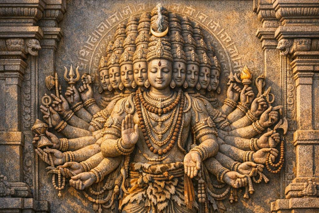 Mahasadashiva Unveiled: Rare 25-Headed, 50-Armed Cosmic Shiva in South ...